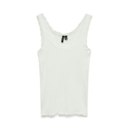 V&eacute;ro Moda Tanktop VERO MODA "VMNANA LACE TANK TOP JRS NOOS", Damen, Gr. L, snow wei&szlig;, Jersey, Obermaterial: 96% Baumwolle, 4% Elasthan, unifarben, normal, Rundhals, Tops Tanktop, Baumwollmischung