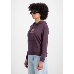 Hoodie Alpha Industries "New Basic Hoodie BL W", Damen, Gr. S, lila (plum), Obermaterial: 80% Baumwolle, 20% Polyester, regular fit, Sweatshirts Hoodie
