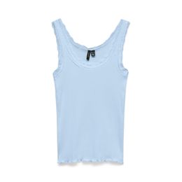 V&eacute;ro Moda Tanktop VERO MODA "VMNANA LACE TANK TOP JRS NOOS", Damen, Gr. L, ice water, Jersey, Obermaterial: 96% Baumwolle, 4% Elasthan, unifarben, normal, Rundhals, Tops Tanktop, Baumwollmischung