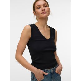 V&eacute;ro Moda V-Shirt VERO MODA "VMCHLOE SHORT DEEP V-NECK TOP JRS NOOS", Damen, Gr. L, schwarz, Jersey, Obermaterial: 95% Baumwolle, 5% Elasthan, unifarben, normal, tiefer V-Ausschnitt, Shirts, Baumwollmischung, regular fit
