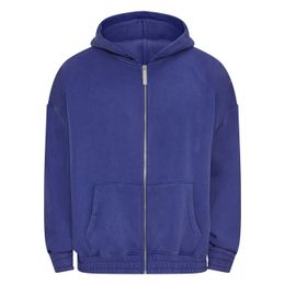 Kapuzensweatshirt DROPSIZE "Dropsize Herren Dropsize Heavy Oversize Cord Zip-Hoodie", Herren, Gr. L, washed blau, 70% Baumwolle, 30% Polyester, bedruckt, Sweatshirts