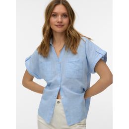 V&eacute;ro Moda Kurzarmbluse VERO MODA "VMTHILDE SS SHIRT WVN NOOS", Damen, Gr. M, allure checks:snow wei&szlig;, Web, Obermaterial: 100% Baumwolle, unifarben, normal, V-Ausschnitt, Blusen, Baumwolle, Kurzarm mit Riegel, hinten etwas l&auml;nger als vorn