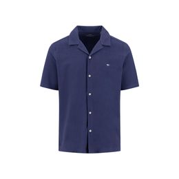 Kurzarmhemd Fynch-Hatton, Herren, Gr. L, N-Gr, marine, Web, Obermaterial: 100% Baumwolle, unifarben, regular fit normal, gerader Abschluss, Hemden, mit Logo Stickerei