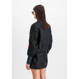 Bomberjacke Alpha Industries "Waisted MA-1 W", Damen, Gr. L, schwarz, Obermaterial: 100% Nylon; Futter: 100% Nylon; F&uuml;llung: 100% Polyester, Jacken Bomberjacke