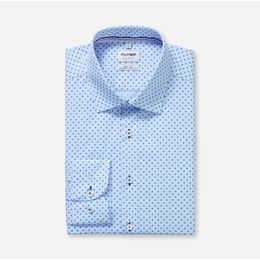 Langarmhemd OLYMP "Level Five", Herren, Gr. 43, N-Gr, bleu, Web, Obermaterial: 100% Baumwolle, k&ouml;rpernah normal, 2-Knopf-Manschette, Hemden, Businesshemd, body fit, Kentkragen