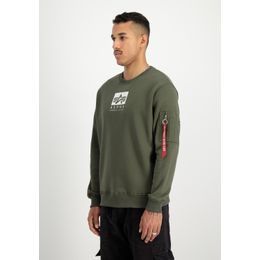 Sweater Alpha Industries "Satin Logo Sweatshirt", Herren, Gr. L, gr&uuml;n (schwarz olive), Obermaterial: 80% Baumwolle, 20% Polyester, regular fit, Sweatshirts Sweater