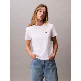 T-Shirt Calvin Klein Jeans "SS MONOGRAM CREW TEE", Damen, Gr. L (42), wei&szlig; (brilliant wei&szlig;), Single Jersey, Obermaterial: 100% Baumwolle, unifarben, regular fit normal, Rundhals, eingesetzt abgesteppte Kante, Shirts T-Shirt, Mit Rundhalsausschnitt