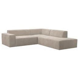 Ecksofa WERK2 "Zeus-M, B/T: 251/262 cm, tolles Sofa mit sch&ouml;nen Details, L-Form", braun (hellbraun), B:251cm H:70cm T:262cm, 100% Polyester, Sofas, Ecksofa, Curvy Trend Garnitur, urbane Optik, komfortable Wellenunterfederung