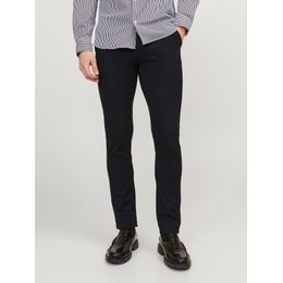 Jack & Jones Chinos JACK & JONES "JPSTMARCO &ndash; Chinos mit Stretch f&uuml;r optimale Passform, Slim Fit", Herren, Gr. 29, L&auml;nge 32, schwarz, Web, Obermaterial: 68% Polyester, 29% Viskose, 3% Elasthan, unifarben, slim fit normal, Hosen, unifarben, modisch, slim fit, Web