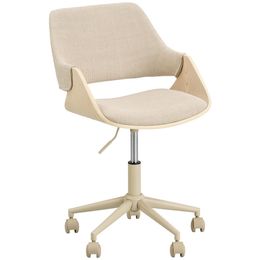 Mid.you Drehstuhl, Natur, Beige, Holz, Metall, Textil, Esche, Pappel, furniert, Sperrholz, Drehkreuz, 51x78x88 cm, Sitzfl&auml;che 360&deg; drehbar, Arbeitszimmer, B&uuml;rost&uuml;hle, Drehst&uuml;hle