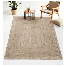 Teppich CarpetFine "Nele Juteteppich Naturfaser", taupe, B:70cm H:6mm L:240cm, Jute, Teppiche, Teppich, geflochtener Wendeteppich aus 100% Jute, quadratisch und als L&auml;ufer