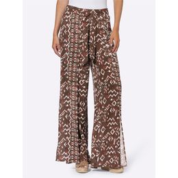 Heine Witt Damen Schlupfhose aus Viskose, rotbraun-champagner-bedruckt, Gr&ouml;&szlig;e 48