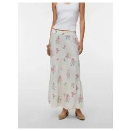 V&eacute;ro Moda Maxirock VERO MODA "VMDICTHE HW MAXI SKIRT WVN GA", Damen, Gr. XS, snow wei&szlig; aop:wendy, Web, Obermaterial: 100% Baumwolle, bedruckt, lang, R&ouml;cke Maxirock, Baumwolle