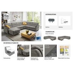 Wohnlandschaft DIE PLANBAR "ZE-EM16033 U-Form, Breite 330 cm", mammut anthrazit, B:330cm T:262cm, 100% Polyester, Sofas, Wohnlandschaft, wahlweise mit Kopfst&uuml;tzen und Bettfunktion