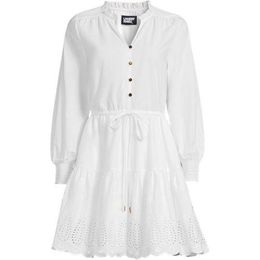 LANDS' END Minikleid mit Lochstickerei, Damen,  Wei&szlig;, Baumwolle, by Lands' End