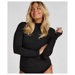 Hunkem&ouml;ller Pyjama HUNKEM&Ouml;LLER "super soft Turtleneck shirt with Cashmere", Damen, Gr. XL, schwarz, 85% Modal, 10% Kaschmirwolle, 5% Elasthan, Homewear-Sets Pyjama