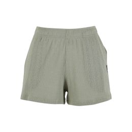 Shorts Karl Kani "Karl Kani Woven Signature Pointelle Shorts", Damen, Gr. XS, US-Gr&ouml;&szlig;en, gr&uuml;n, 50% Baumwolle, 50% Viskose, unifarben, normal, Hosen Shorts