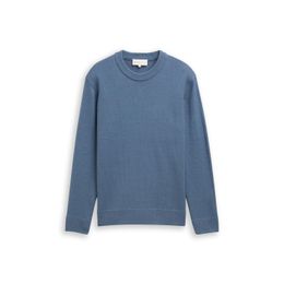 Tom Tailor Denim Herren Strickpullover mit Rundhalsausschnitt, blau, Uni, Gr. XXL
