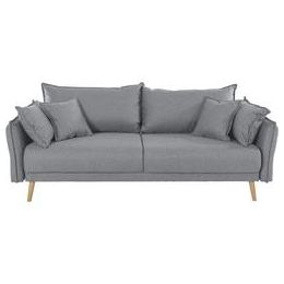 Schlafsofa Home Affaire "Granbo, B: 228 cm, Liegel. 145x192 cm", grau, B:228cm H:95cm T:104cm, 100% Polyester, Sofas, Schlafsofa, Bettfunktion, Bettkasten, Taschen & 4 Zierkissen, Federkern