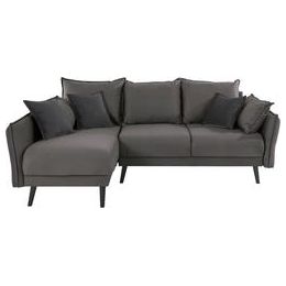 Ecksofa Home Affaire "Asra L-Form, B: 240 cm", schwarz (anthrazit, schwarz), B:240cm H:95cm T:170cm, 100% Polyester, Sofas, Ecksofa, Bettfunktion, Bettkasten, Taschen & 3 Zierkissen, Federkern