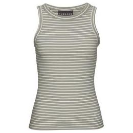 Tanktop ELBSAND "Isa", Damen, Gr. S (36), gr&uuml;n (gr&uuml;n, creme gestreift), Rippware, Obermaterial: 50% Modal, 46% Baumwolle, 4% Elasthan, gestreift, figurbetont h&uuml;ftlang, Rundhals, Tops Tanktop, aus weicher Rippware, sommerliches Top im Streifenlook