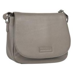 Umh&auml;ngetasche Bruno Banani, Damen, Gr. B/H/T: 28cm x 22cm x 9cm onesize, grau, Leder, leicht gl&auml;nzend, unifarben, Taschen Umh&auml;ngetasche, echt Leder