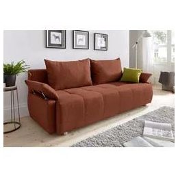 Schlafsofa Collection AB "Funtastic, B: 212 cm, Liegel. 145x187 cm", terracotta, B:212cm H:84cm T:96cm, Zierkissen: 100% Polyester;Struktur (100% Polyester);Kunstleder SOFTLUX;Microfaser PRIMABELLE (100% Polyester), Sofas, Schlafsofa, Bettfunktion, Bettkasten, Armteilverstellung & 1 Zierkissen, Federkern