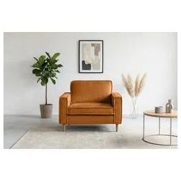 Loveseat Home Affaire "Pinto Skandi 105 cm, Chenille, Struktur", brick rot, B:108cm H:89cm T:97cm, 100% Polyester, Sessel, mit Keder, Massivholzf&uuml;&szlig;e Eiche ger&auml;uchert