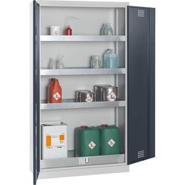 eurokraft pro Umweltschrank, mit 3 Wannenb&ouml;den und 1 Bodenauffangwanne, T&uuml;ren anthrazitgrau