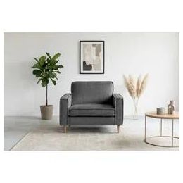 Loveseat Home Affaire "Pinto Skandi 105 cm, Chenille, Struktur", dunkelgrau, B:108cm H:89cm T:97cm, 100% Polyester, Sessel, mit Keder, Massivholzf&uuml;&szlig;e Eiche ger&auml;uchert