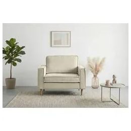 Loveseat Home Affaire "Pinto Skandi 105 cm, Chenille, Struktur", creme, B:108cm H:89cm T:97cm, 100% Polyester, Sessel, mit Keder, Massivholzf&uuml;&szlig;e Eiche ger&auml;uchert