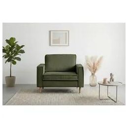 Loveseat Home Affaire "Pinto Skandi 105 cm, Chenille, Struktur", gr&uuml;n, B:108cm H:89cm T:97cm, 100% Polyester, Sessel, mit Keder, Massivholzf&uuml;&szlig;e Eiche ger&auml;uchert