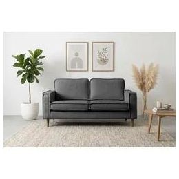 2-Sitzer Home Affaire "Pinto Skandi, 166 cm, Chenille, Struktur", dunkelgrau, B:168cm H:89cm T:97cm, 100% Polyester, Sofas, mit Keder, Massivholzf&uuml;&szlig;e Eiche ger&auml;uchert, Wellenunterfederung