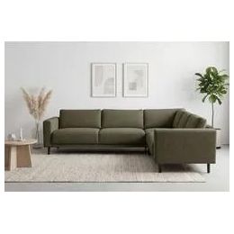 Ecksofa Home Affaire "Sveeva, L-Form, B.288 cm, schwarze Metallf&uuml;&szlig;e", khaki, B:288cm H:78cm T:243cm, 100% PES, Sofas, Ecksofa, langlebiger Webstoff, mit Wellenunterfederung, viele Farben