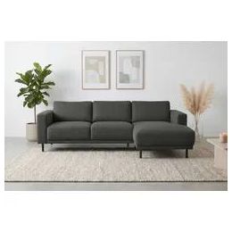 Ecksofa Home Affaire "Sveeva, L-Form, B.238 cm, schwarze Metallf&uuml;&szlig;e", anthrazit, B:238cm H:78cm T:142cm, 100% PES, Sofas, Ecksofa, langlebiger Webstoff, mit Wellenunterfederung, viele Farben