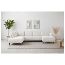 Wohnlandschaft Home Affaire "Sveeva, U-Form, XXL, B.310 cm, schwarze Metallf&uuml;&szlig;e", creme, B:310cm H:78cm T:197cm, 100% PES, Sofas, Wohnlandschaft, langlebiger Webstoff, mit Wellenunterfederung, viele Farben