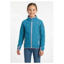 Fleecejacke Trollkids "GIRLS SANDEFJORD JACKET", M&auml;dchen, Gr. 176, harbor blau, peony rose, Obermaterial: 100% Polyester, Jacken Fleecejacke, &Uuml;bergangsjacke