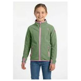 Fleecejacke Trollkids "GIRLS SANDEFJORD JACKET", M&auml;dchen, Gr. 164, pistachio gr&uuml;n, wild rose, Obermaterial: 100% Polyester, Jacken Fleecejacke, &Uuml;bergangsjacke