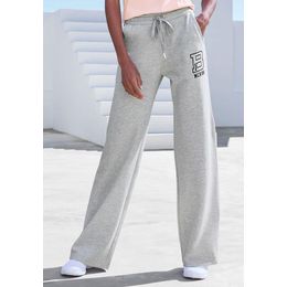 BENCH. LOUNGEWEAR Jogginghose grau Gr. 32/34 f&uuml;r Damen. Mit Logodruck. Bequem. Nachhaltig.