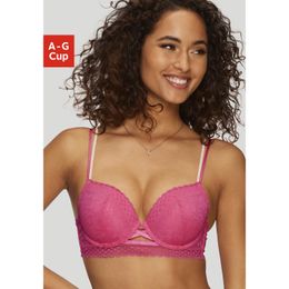 VIVANCE Push-up-BH 'Viola' mehrfarbig Gr. 80D. Mit Spitze, B&auml;nder. Mit Herausnehmbaren Kissen und mit B&uuml;gel. Nachhaltig.