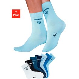H.I.S. Socken H.I.S, M&auml;dchen, Gr. 27-30, bunt (bunt, blau), Baumwollmischung, uni und gemustert, elastisch, Socken Socken, f&uuml;r Kinder mit Fu&szlig;ballmotiv