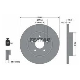 TEXTAR Bremsscheibe 92278103 292mm 16mm f&uuml;r SAMSUNG NISSAN (DFAC)