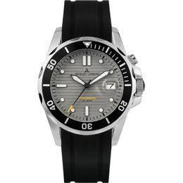 Kineticuhr Jacques Lemans "Hybromatic", schwarz (schwarz, grau), Armbanduhren, Herren, Armbanduhr, Herrenuhr, Silikonarmband, analog, Tag