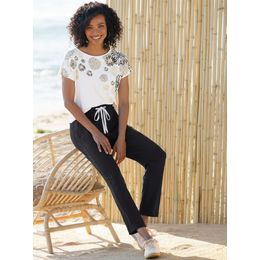 T-Shirt Heine "T-Shirt", Damen, Gr. 44, wei&szlig;, 95% Viskose, 5% Elasthan, bedruckt, gebl&uuml;mt, gemustert, mehrfarbig, Rundhals, Shirts T-Shirt