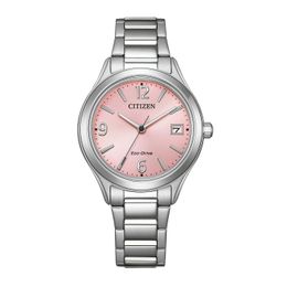 Solaruhr Citizen "Elegance", silberfarben, rosa, Armbanduhren, Damen, Armbanduhr, Damenuhr, Edelstahlarmband, analog, Big Date