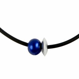 Collierkettchen DeMarie "eloxiertes Aluminium", blau, Halsketten, Damen, 45cm, Metall, L: 45 B: 13mm, gl&auml;nzend, matt, B:13mm