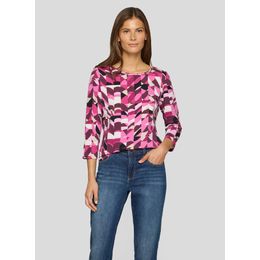 3/4-Arm-Shirt Rabe, Damen, Gr. 40, malve, Web, Obermaterial: 92% Baumwolle, 8% Elasthan, bedruckt, tailliert h&uuml;ftbedeckend, Rundhals, Shirts 3/4-Arm-Shirt, Sommershirt mit grafischem Muster