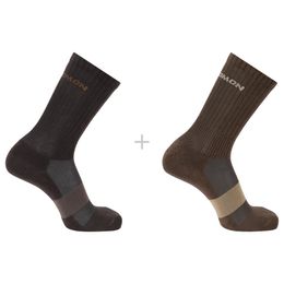 Socken Salomon "EVASION CREW 2-PACK", Damen, Gr. L (42/44), schwarz earth,, Obermaterial: 65% Baumwolle, 32% Polyamid, 3% Elasthan, Socken Socken, f&uuml;r sportliche Aktivit&auml;ten, hoher Baumwollanteil, mit Polyamid