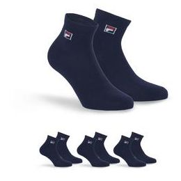 Kurzsocken Fila "UNISEX QUARTER PLAIN SOCKS", Herren, Gr. 39-42, blau (navy), Baumwollmischung, unifarben, normal, Socken, mit eingestrickem Logo