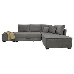 Ecksofa Home Affaire "Night & Day L-Form, B: 316 cm mit Dauer-Schlaffunktion 180x200 cm", grau, B:316cm T:215cm, 100% Polyester, Sofas, Ecksofa, Set: Sofa & Hocker, Bettfunktion, Bettkasten & Kissen, Boxspringbett